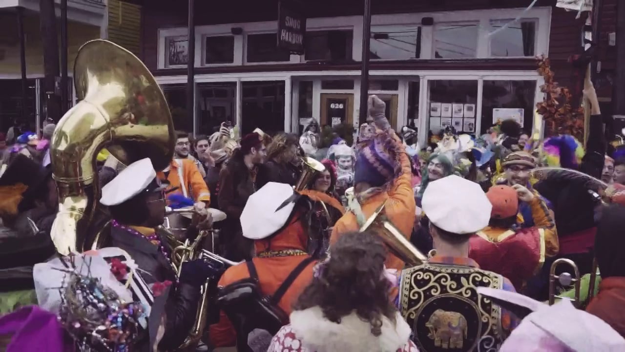 Second line playing Mardi Gras on Vimeo