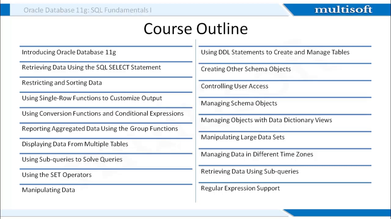 Oracle 11g: SQL Fundamentals Online Training on Vimeo
