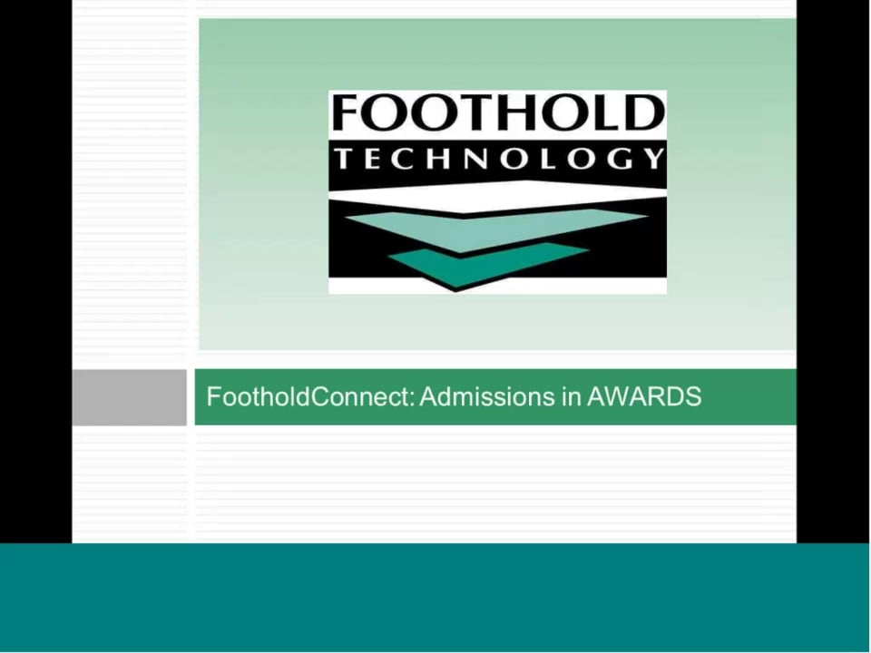 FootholdConnect: Review and Refresh - Admissions in AWARDS on Vimeo
