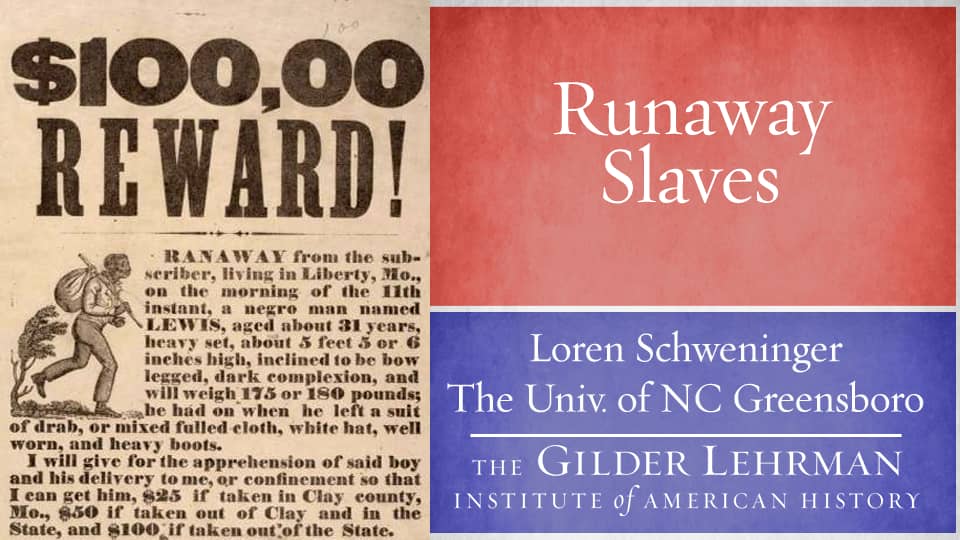Loren Schweninger: Runaway Slaves on Vimeo