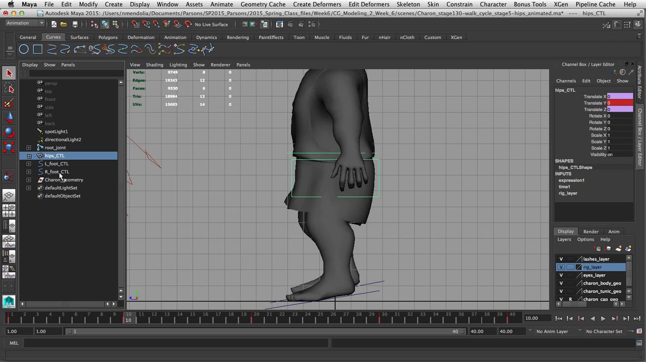 Week 6-10 Animation - Walk Cycle 5 - Keying the Hips Translation on Vimeo