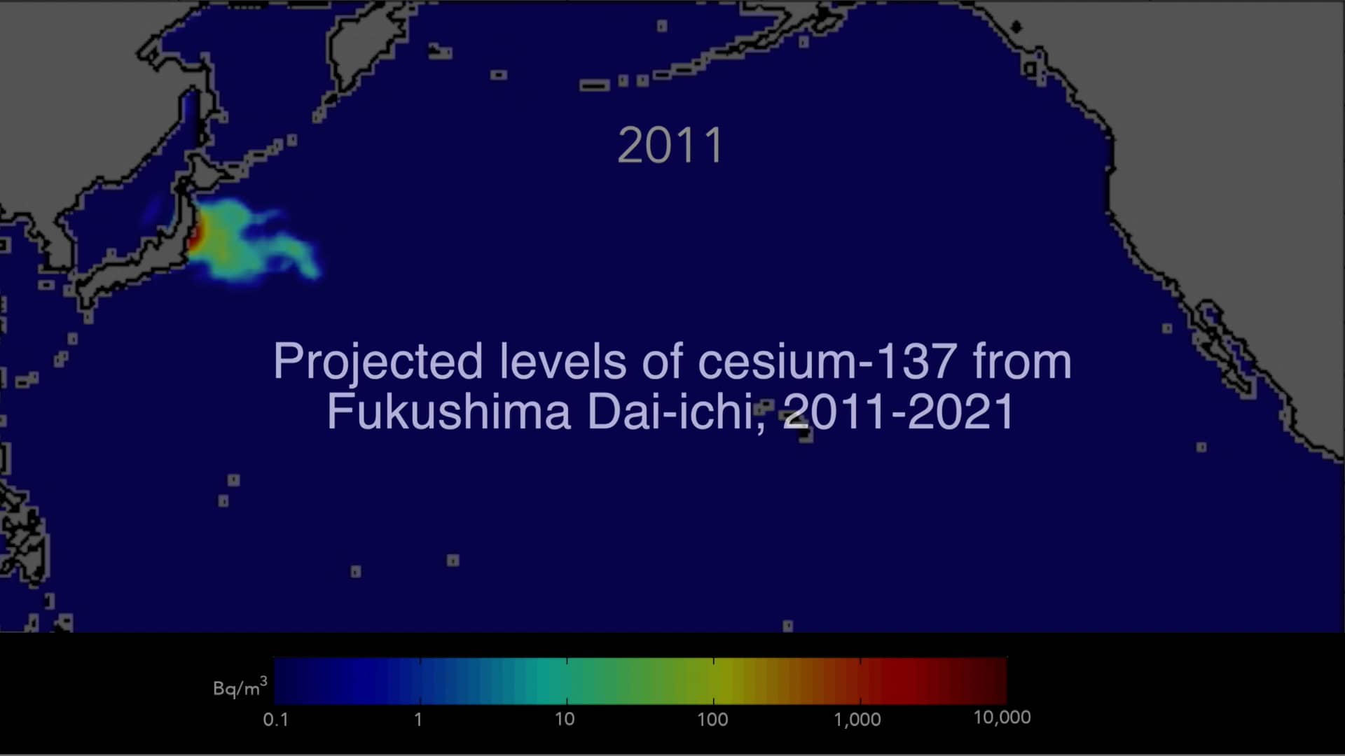 Projected levels of cesium-137 from Fukushima Dai-ichi, 2011-2021 on Vimeo