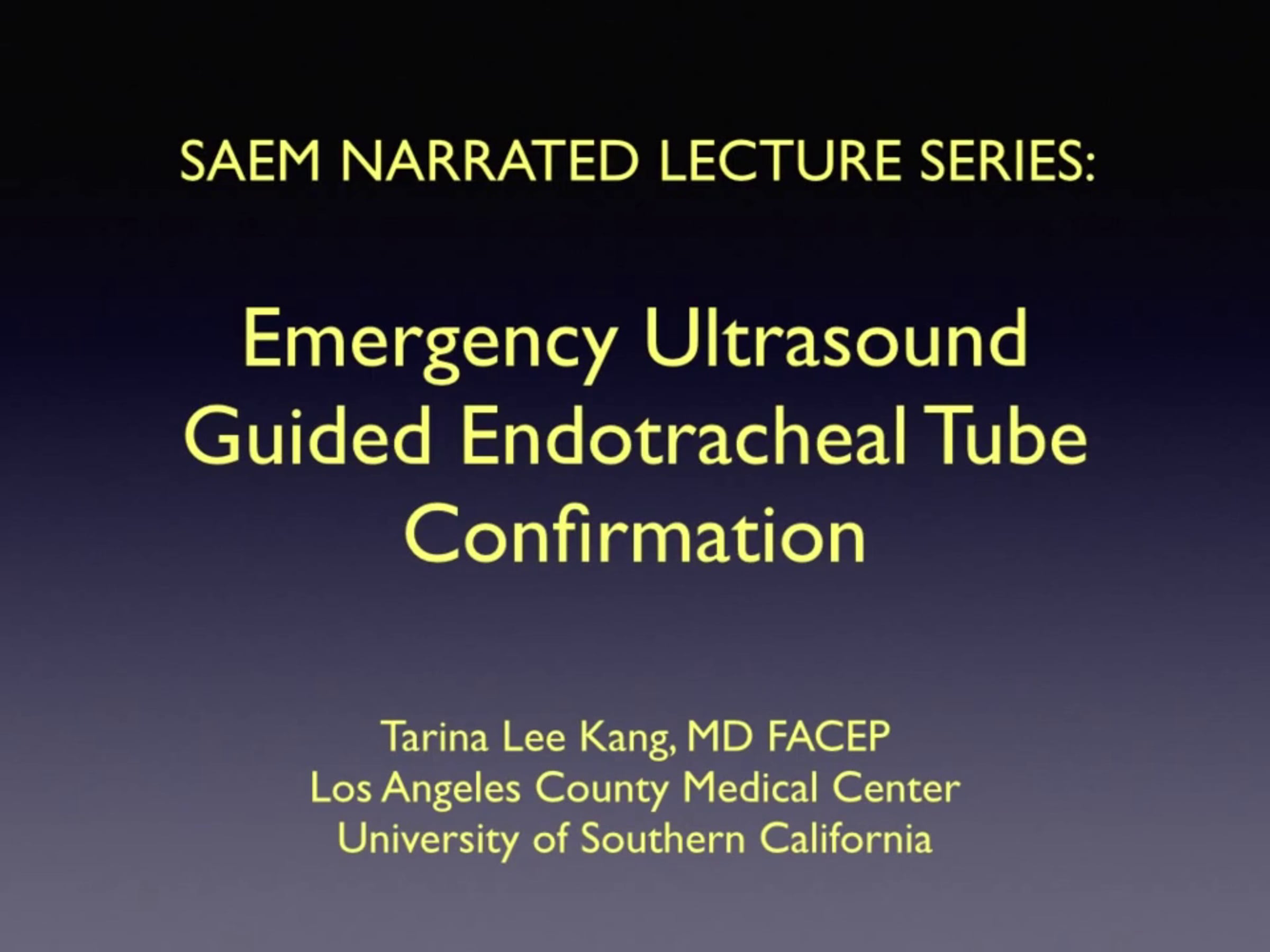 Emergency Ultrasound Guided Endotracheal Tube Confirmation