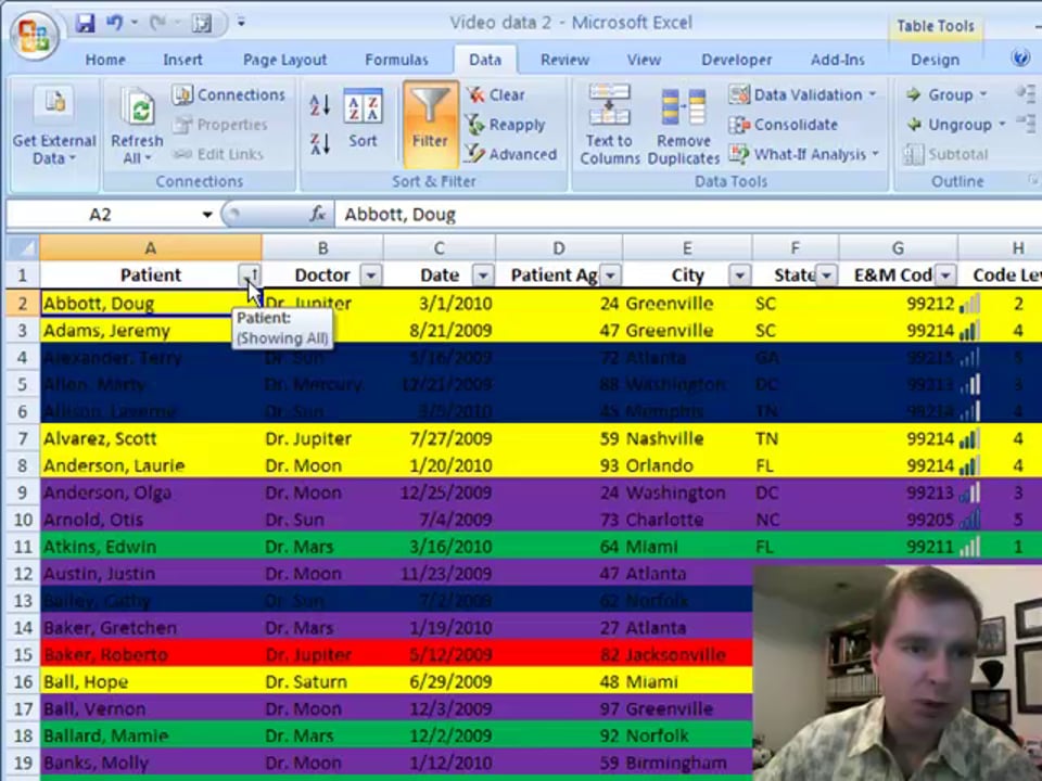 Excel 2007 Tables Moore Solutions Inc