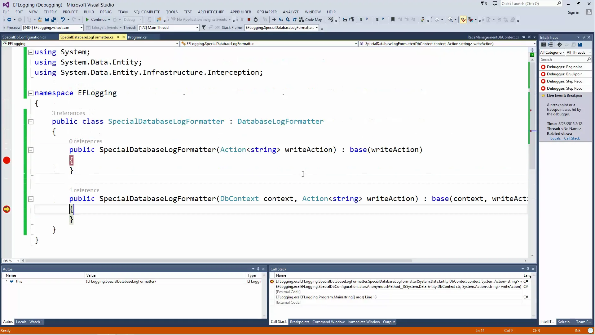 3 - Entity Framework - IDbCommand Interceptor, Configuration und Logging