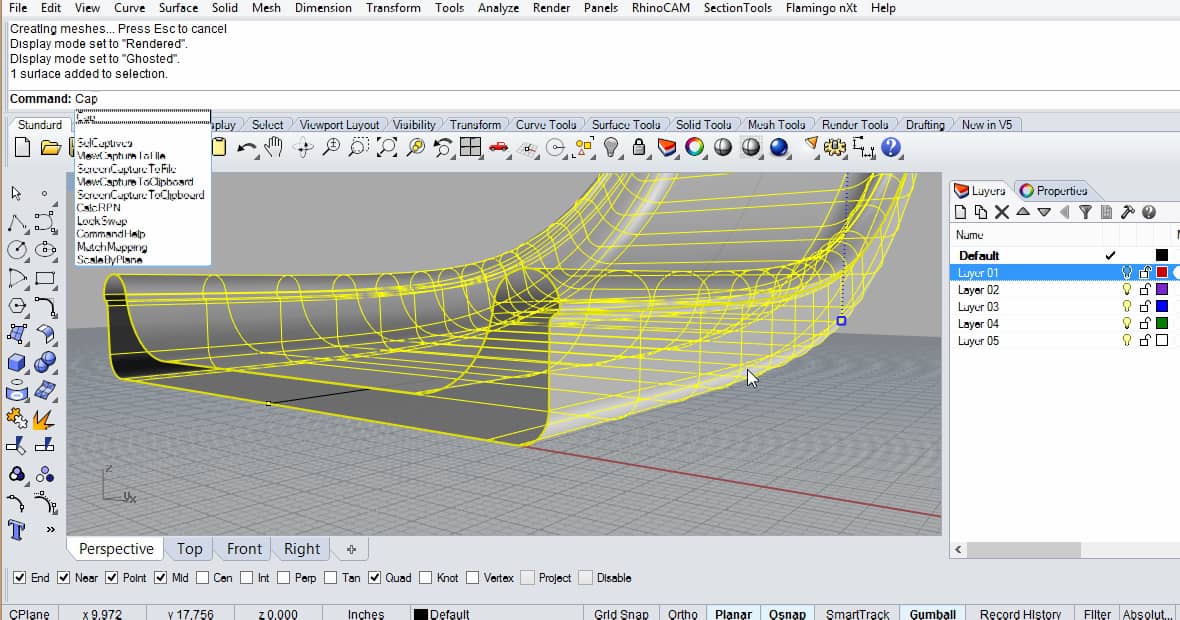 Rhino 5 Sweep 1 rail slide tutorial on Vimeo