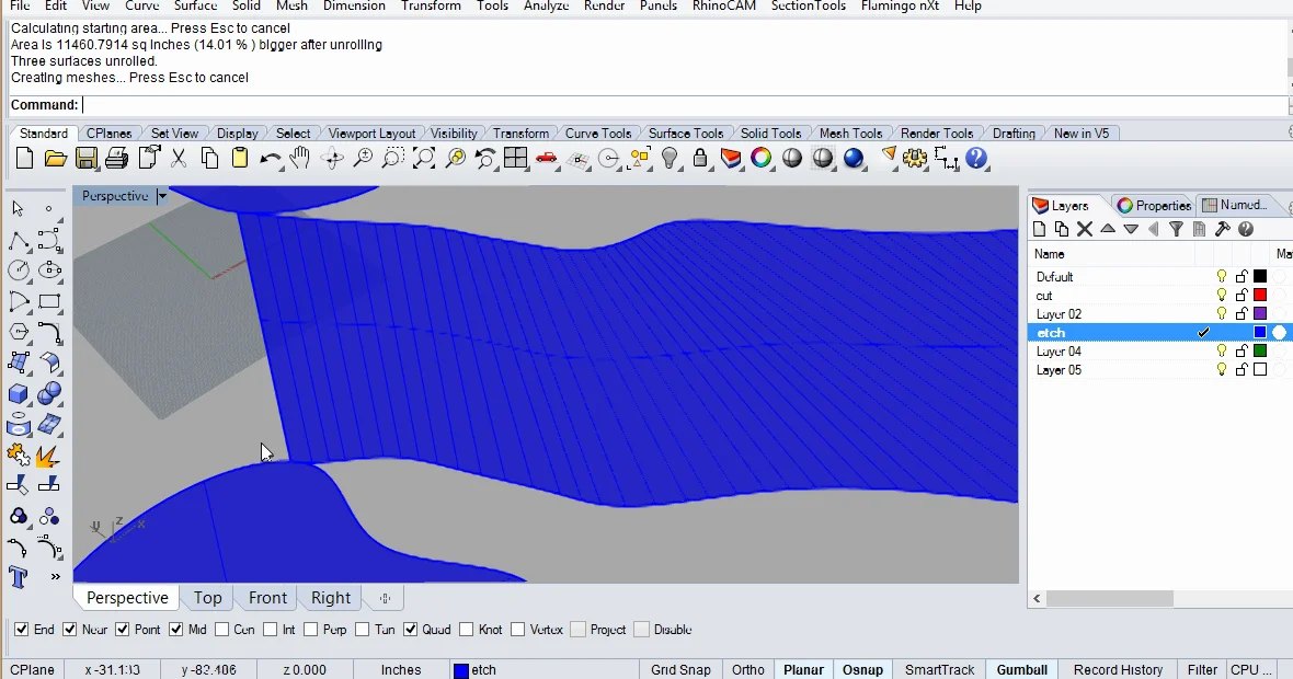 unroll surface command in Rhino 5