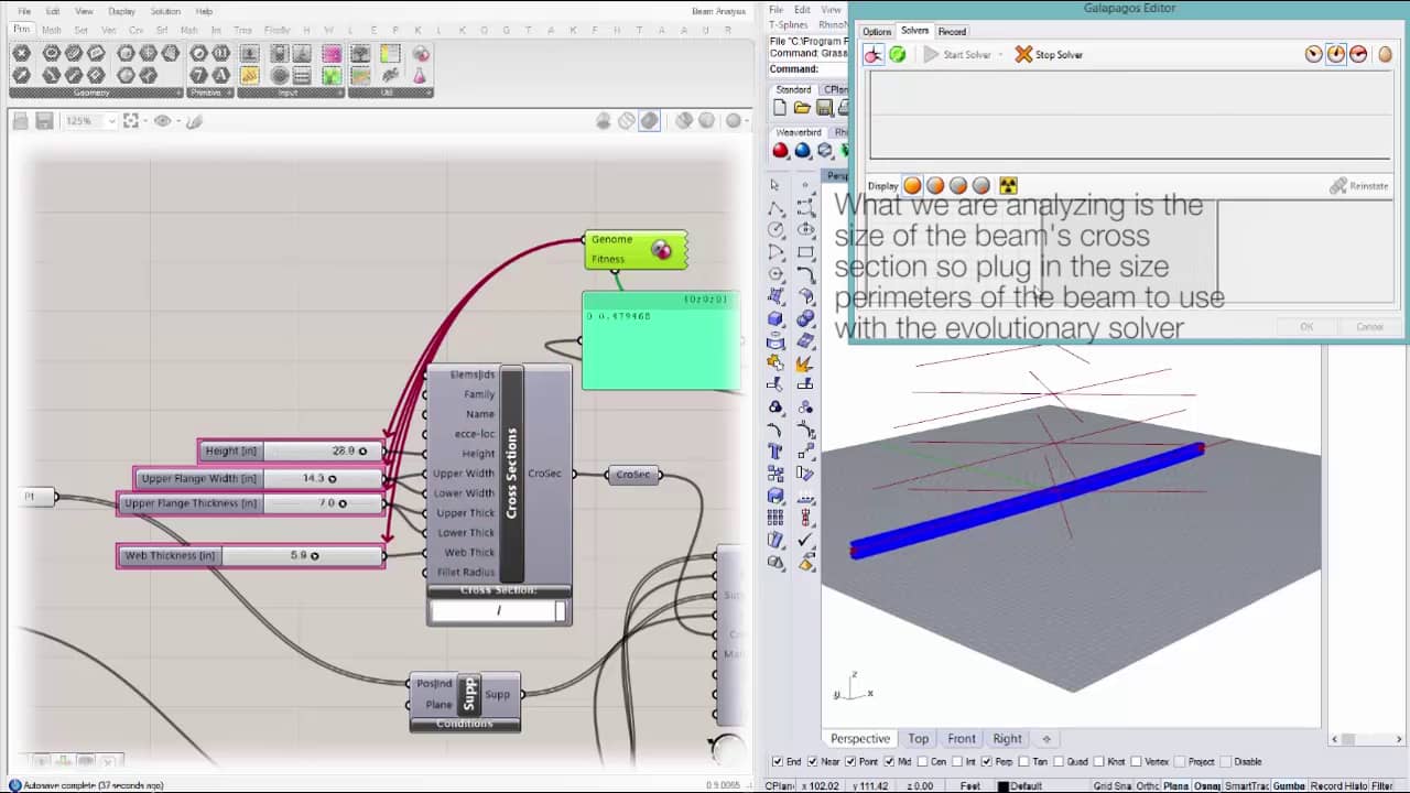 Beam Optimization Tutorial [Grasshopper + Karamba + Galapagos] on Vimeo
