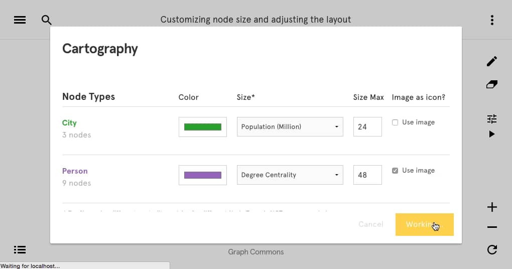 9. Customizing the node size and adjusting the layout on Vimeo