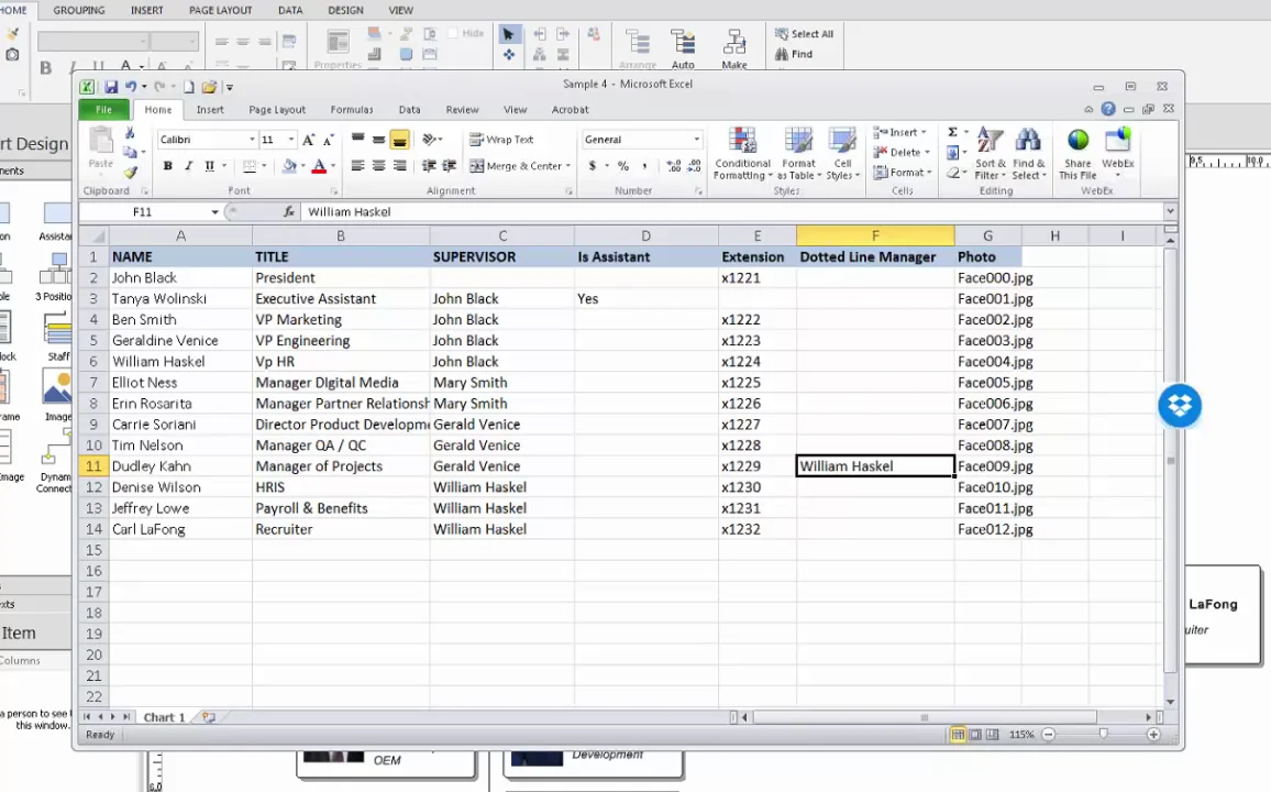 Create an organization chart by importing data from a spreadsheet or ...