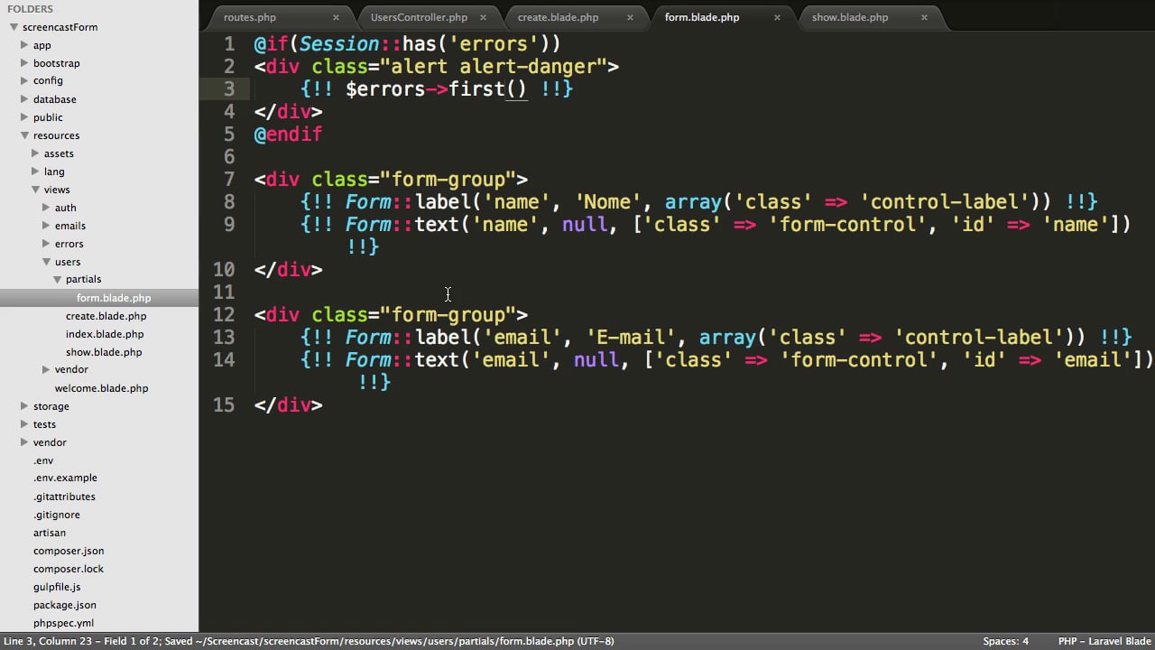 Laravel Form - Model binding on Vimeo