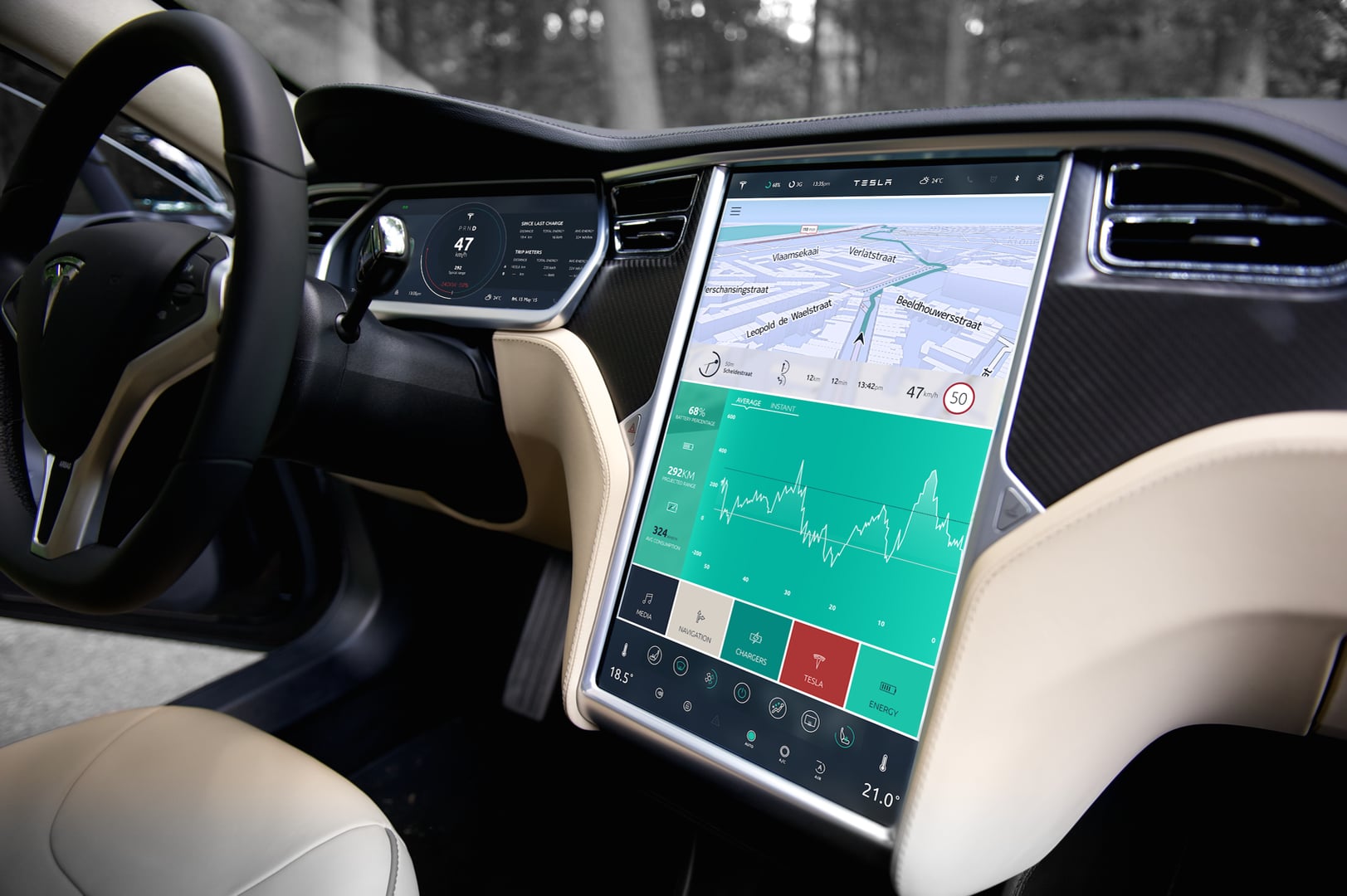 Tesla UI (user interface) concept - Tesla Model S | Videos & Movies on ...