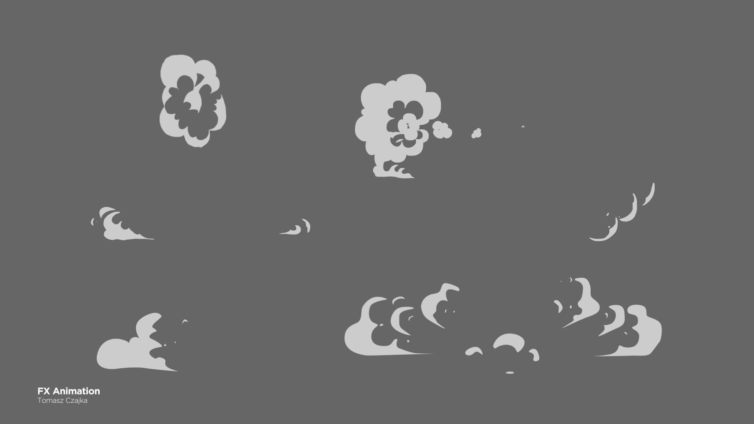 Various 2D VFX - smoke, dust, explosion, campfire and water splash