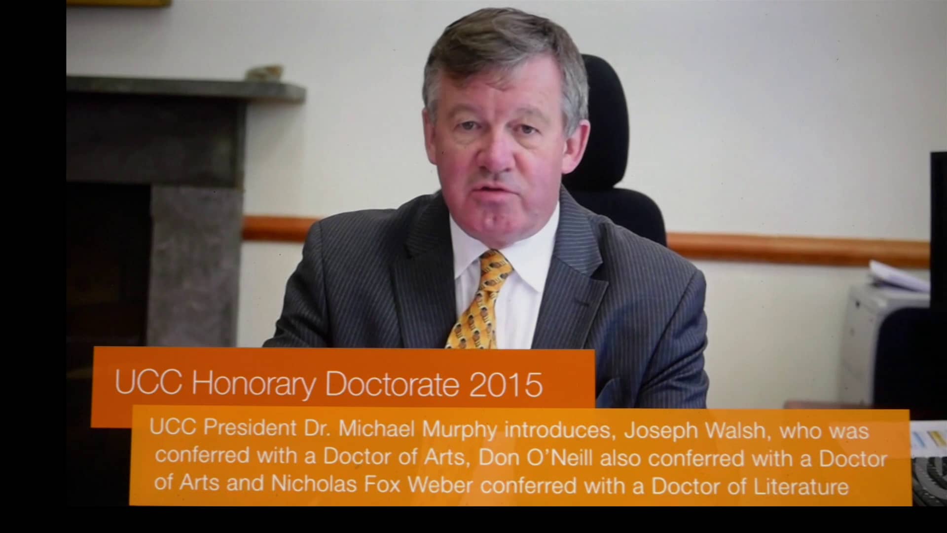 University College Cork President Dr. Michael Murphy introduces 2015 ...