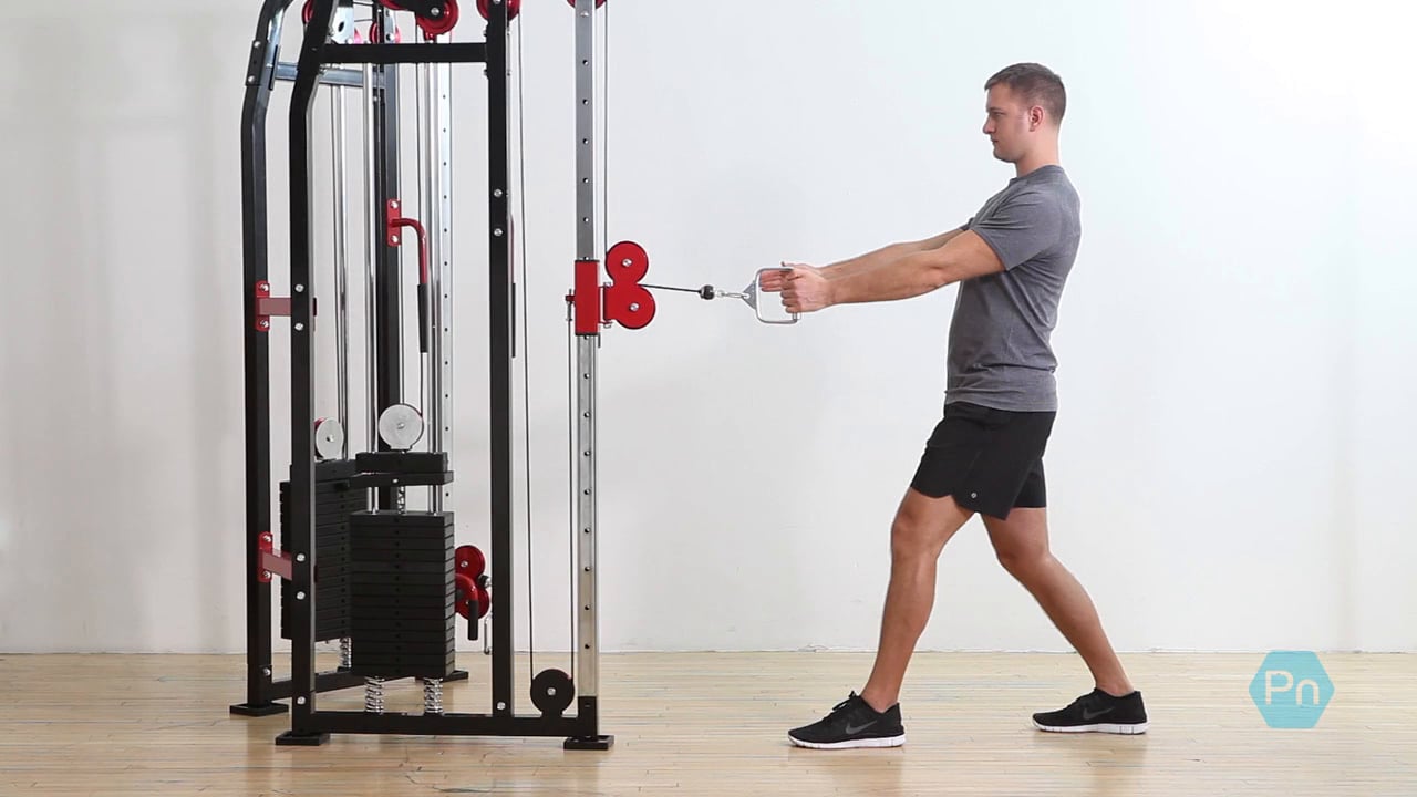Men's Single-Arm Standing Split-Stance Cable Row on Vimeo