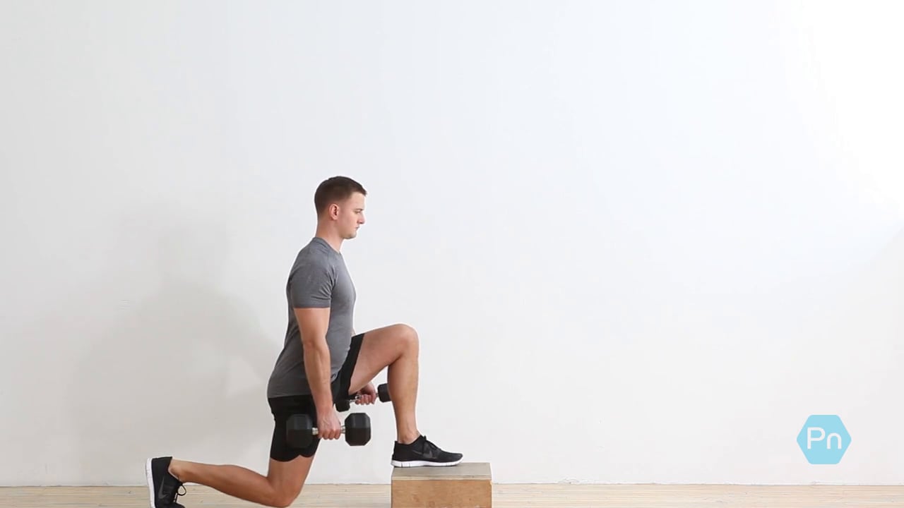 Men's Off-Set Dumbbell Reverse Lunge From Deficit on Vimeo