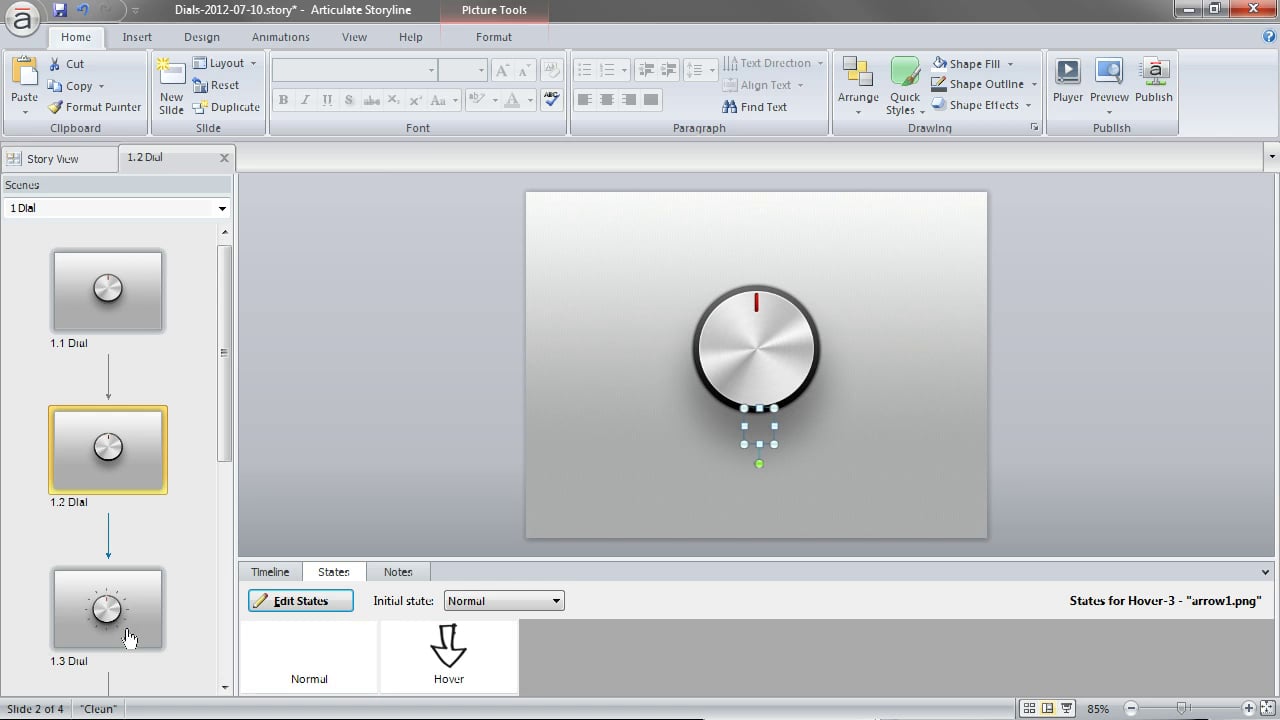 How to simulate turning a dial or knob in Articulate Storyline. Demo ...