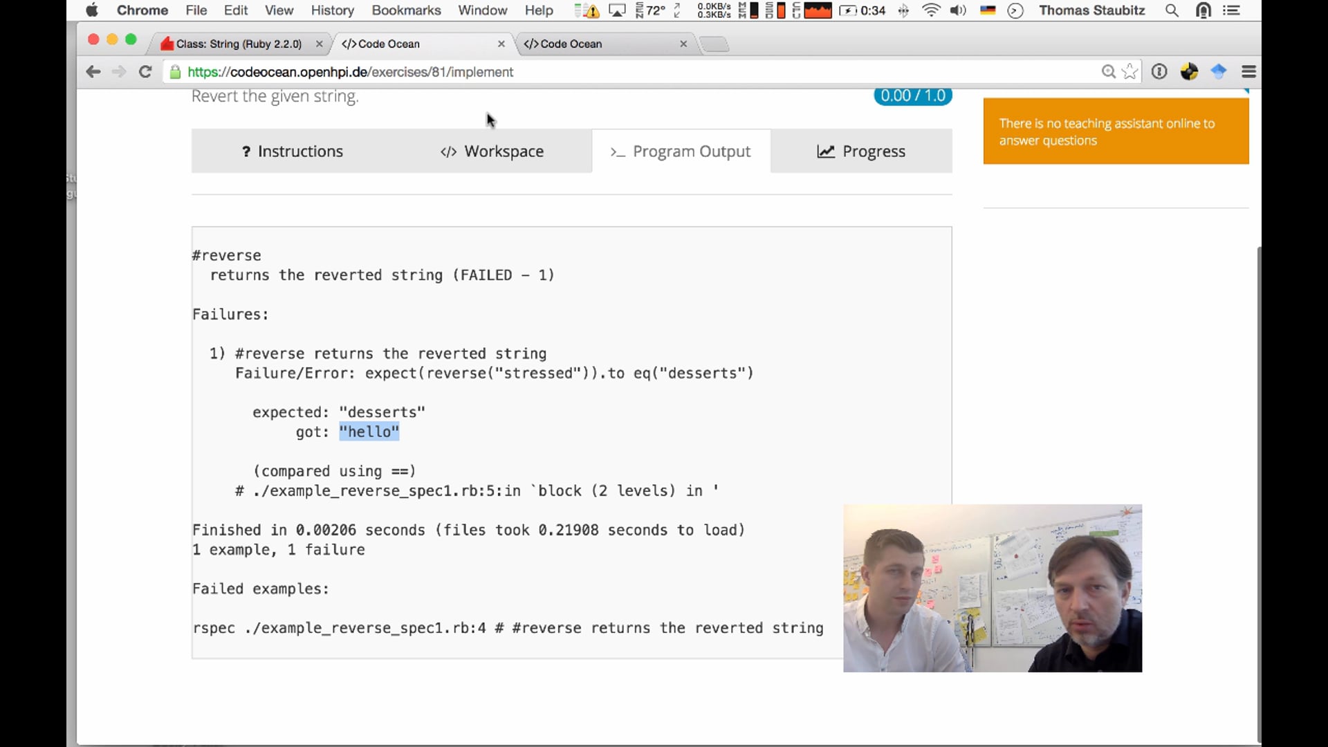 Ruby on CodeOcean - Getting started | Web Technologies | openHPI