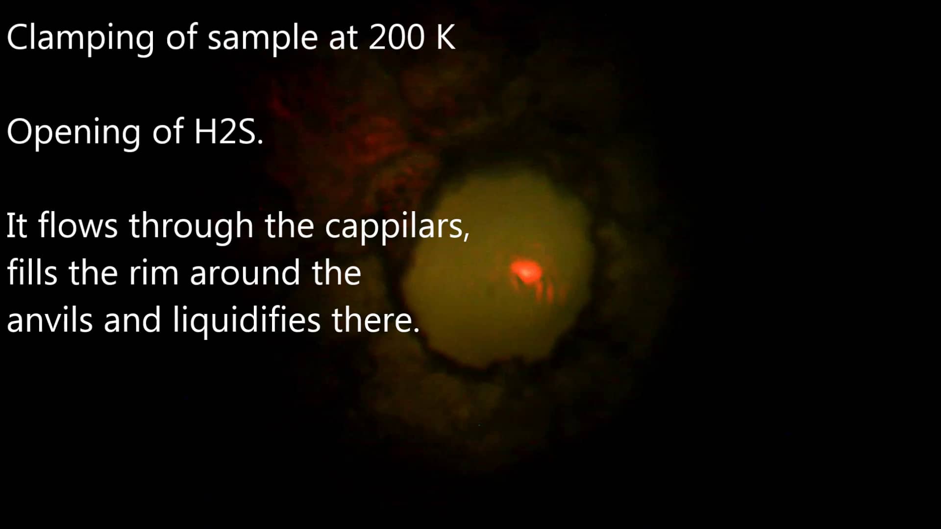 Clamping of H2S sample at 200 K in diamond anvil cell on Vimeo