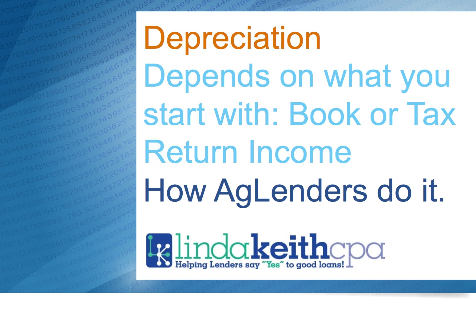 What do we add back for depreciation? on Vimeo
