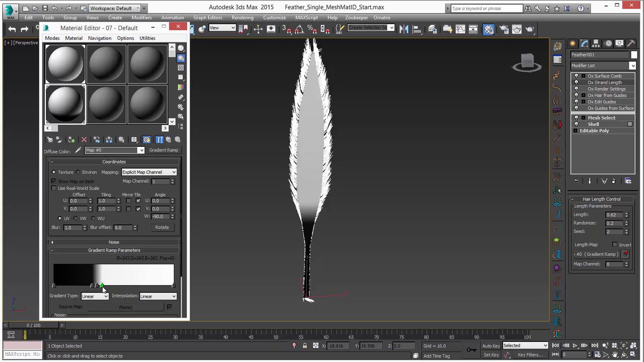 Ornatrix 101: Making a hybrid feather using mesh and hairs on Vimeo