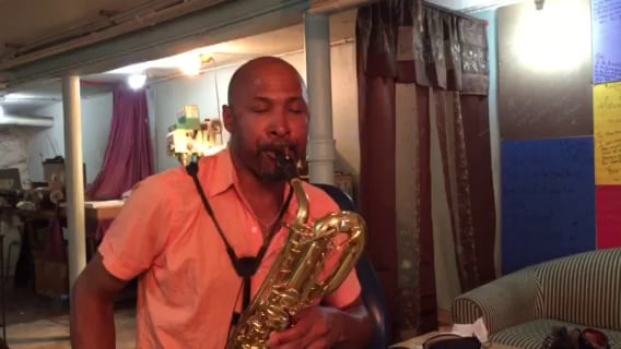 Ron Blake checks out his new mouthpiece on his Keilwerth baritone ...