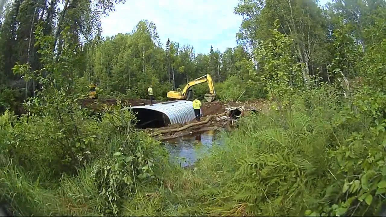 Timelapse of fish-friendly culvert installation (Buddy Creek, Alaska ...