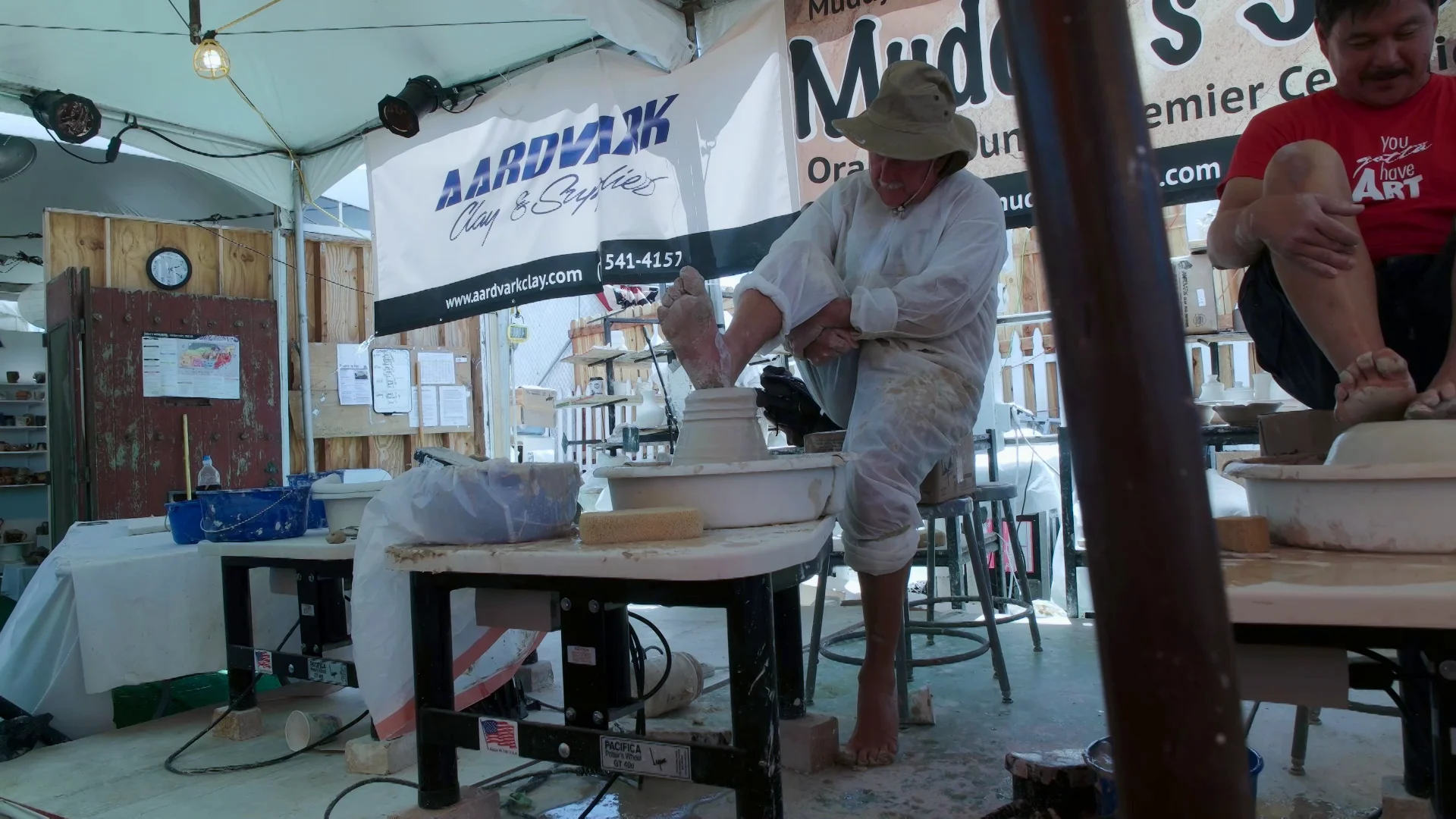 Throwing Clay Pots Using Only Feet