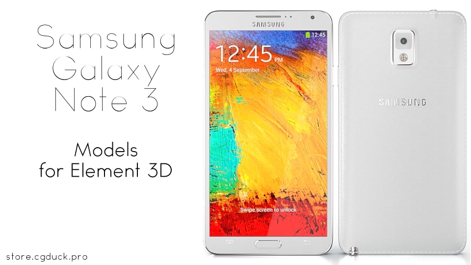 Samsung Galaxy Note 3 3D models for Video Copilot's Element 3D by store ...