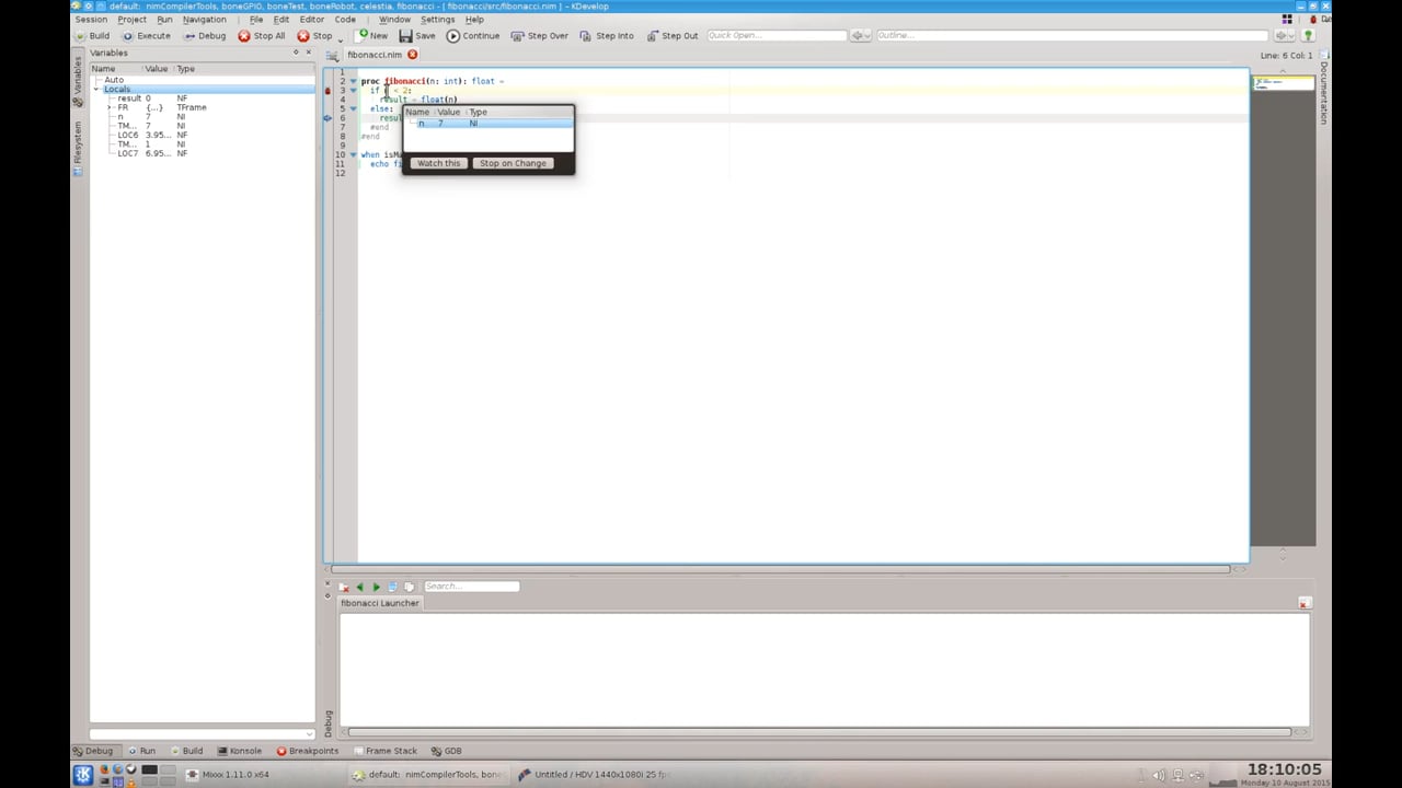 KDevelop building and debugging Nim on Vimeo