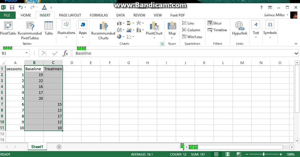 A-B Single Subject Design on Excel 2013 on Vimeo