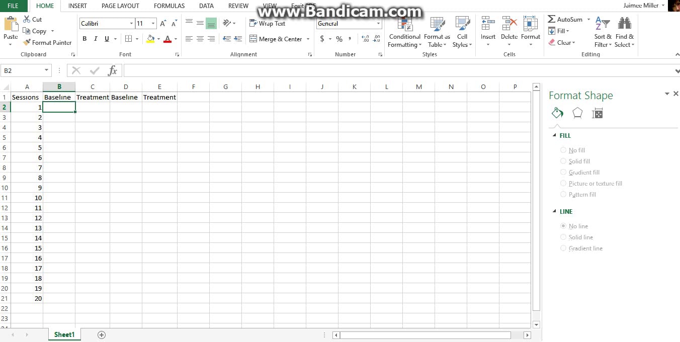 A-B-A-B Reversal Design graphing on Excel 2013