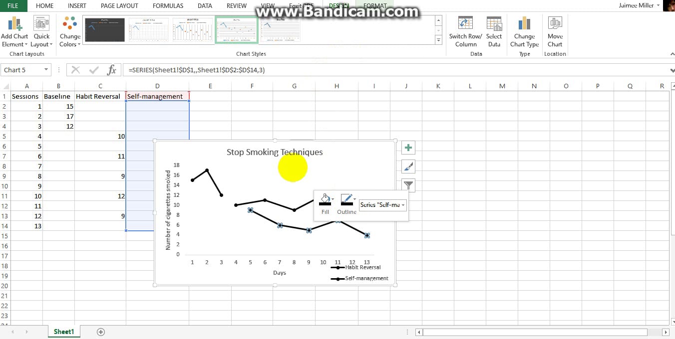Alternating Treatment Design graphed on Excel 2013 on Vimeo