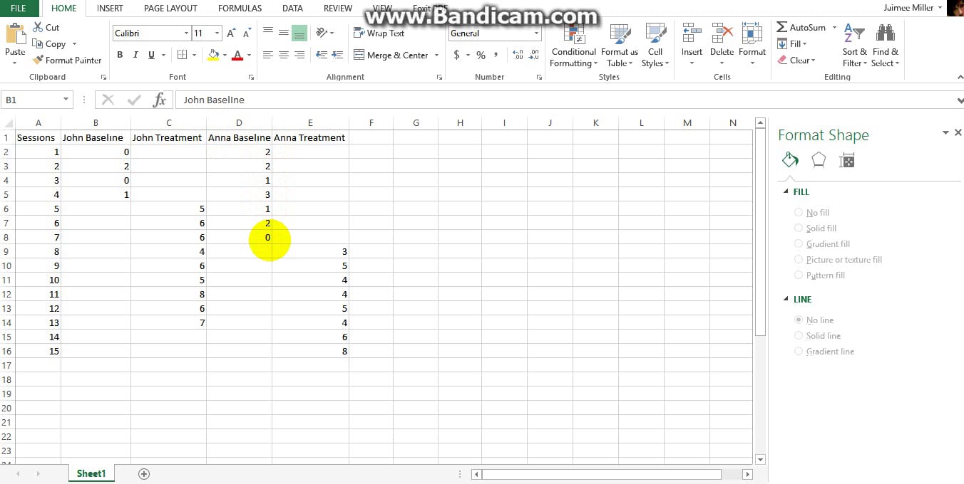 Multiple Baseline Graph on Excel 2013 on Vimeo