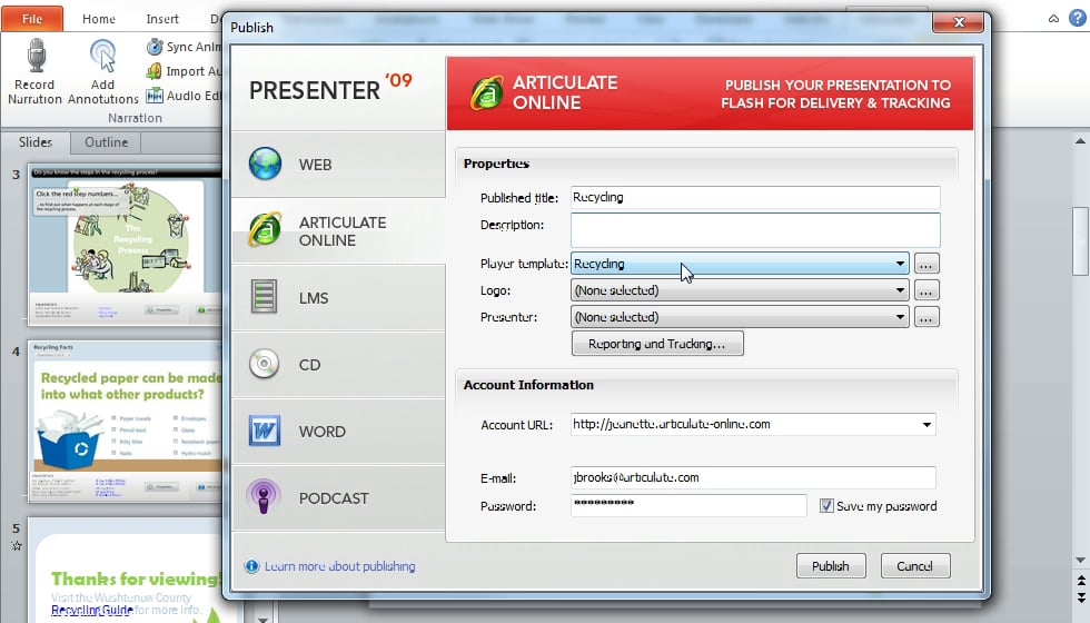 How to publish a course from #Articulate Presenter to Articulate Online ...