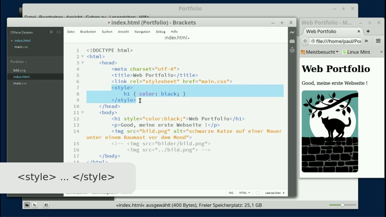 HTML und CSS - Eine CSS-Datei einbinden on Vimeo