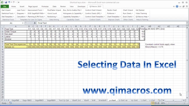 Selecting Data In Microsoft Excel