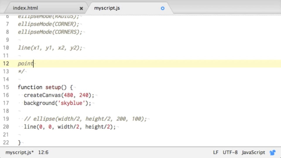 #06 ellipse()やline()を使ってみよう | p5.js入門 - プログラミングならドットインストール