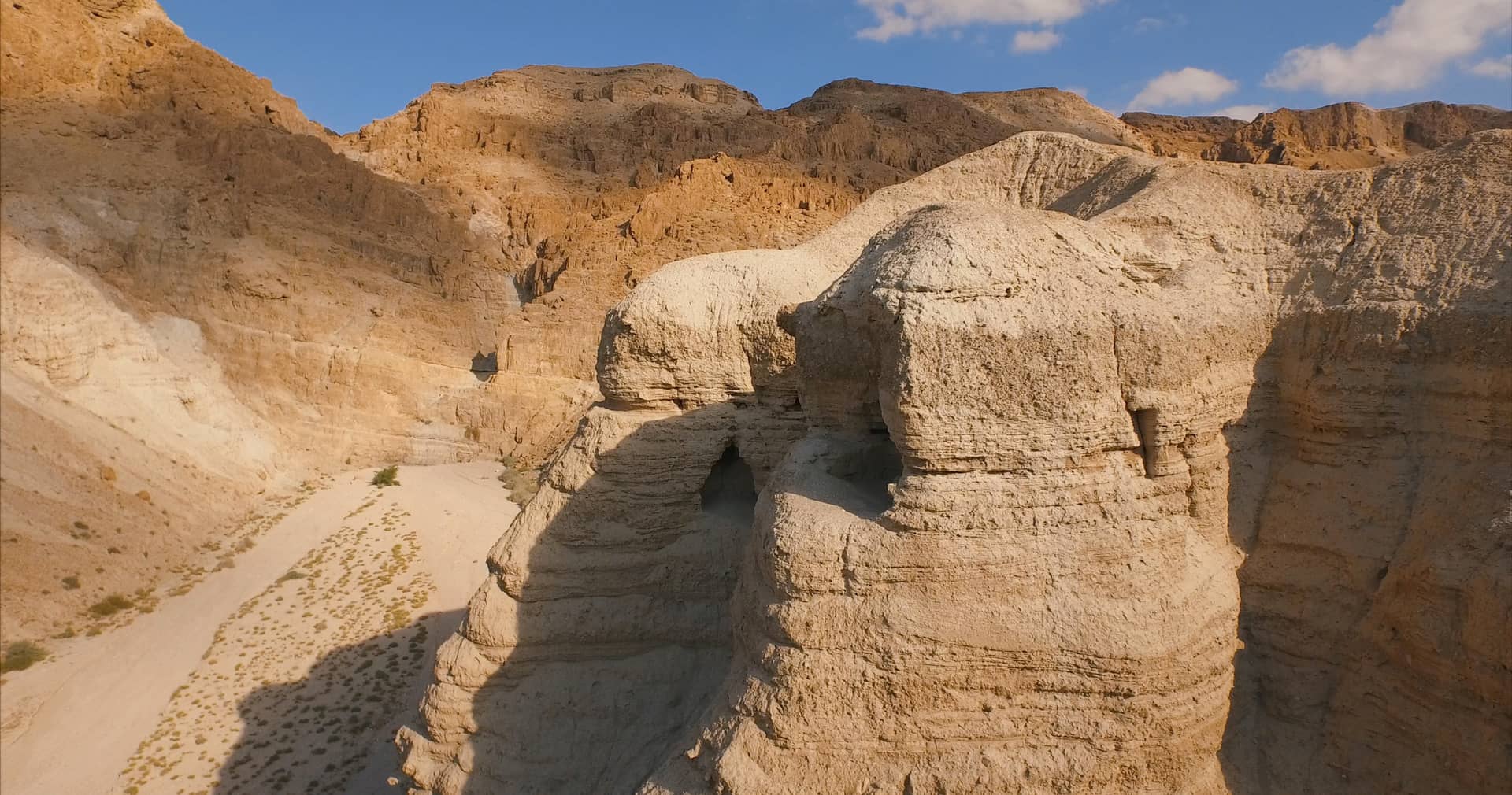 Beautiful Aerial View of Qumran & The Dead Sea Scroll Caves (4k ...