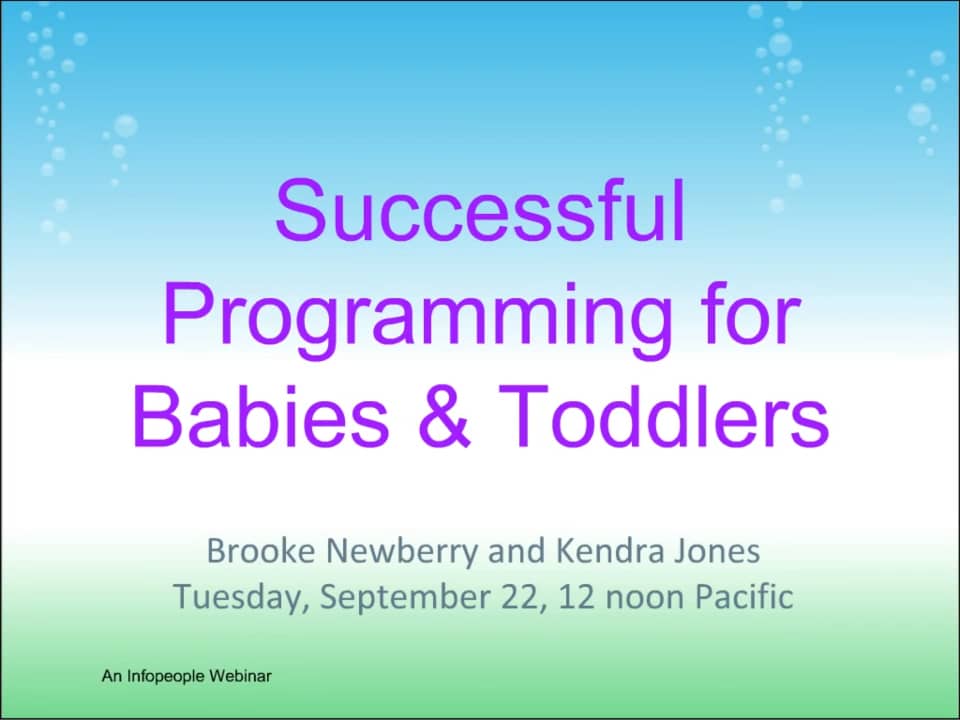 Successful Programming for Babies and Toddlers on Vimeo