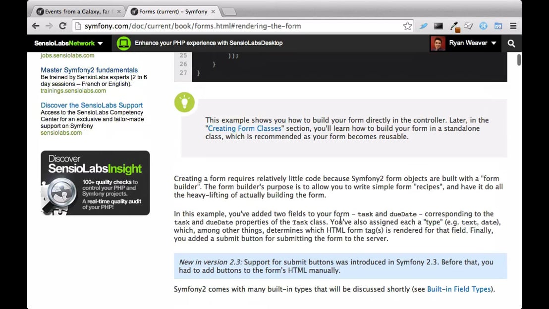 Form Rendering > Starting in Symfony2: Course 2 (2.4+) | SymfonyCasts Form Rendering > Starting in Symfony2: Course 2 (2.4+) | SymfonyCasts