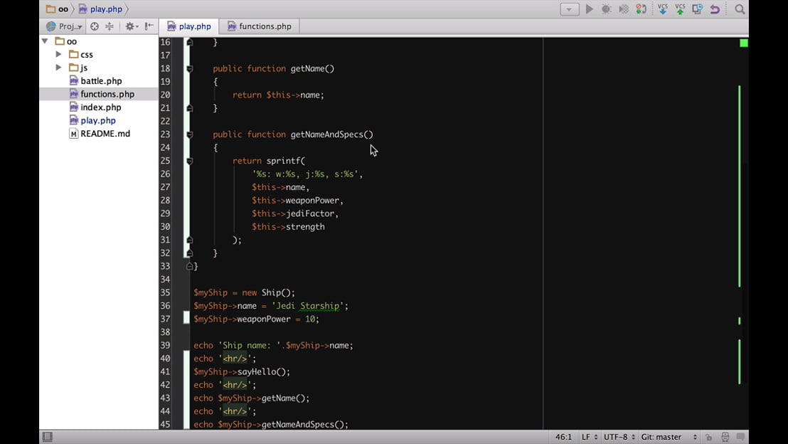 Methods that Do work > Object Oriented Programming (Course 1) | SymfonyCasts