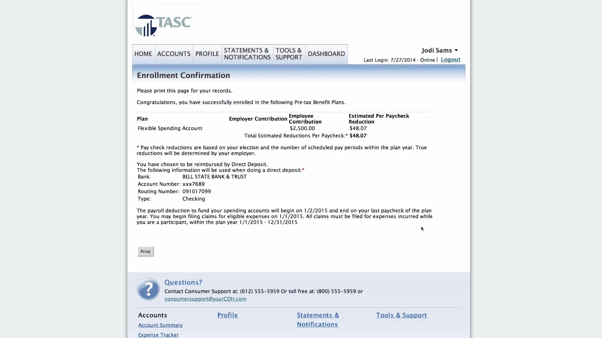 TASC FlexSystem Participant Portal - Online FSA Enrollment