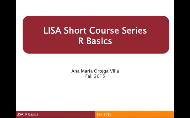 LISA Statistical Short Courses on Vimeo