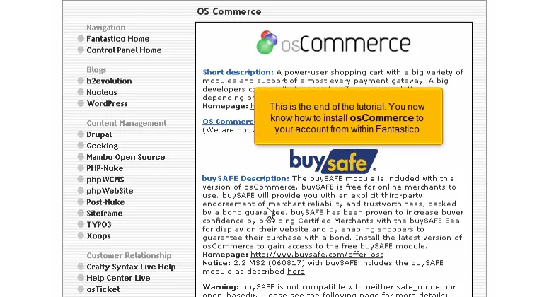 How to install osCommerce from Fantastico on Vimeo