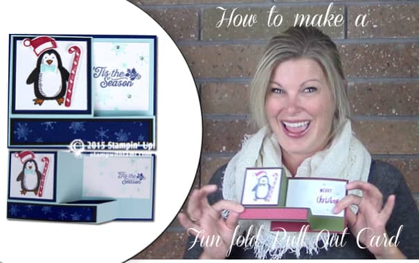 How to make a Fun Fold Pull Out card with Stampin Up Snow Friends ...