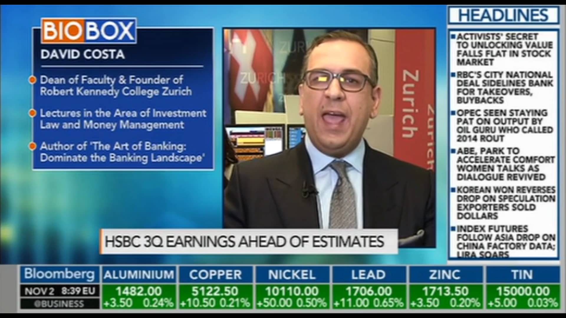 Dr. iur. David Costa Robert Kennedy College LL.M - Bloomberg Television ...