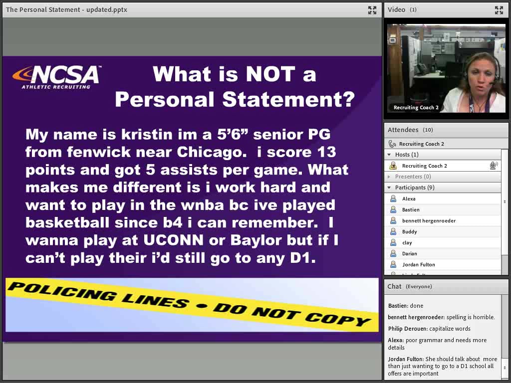 How to write a personal statement in NCSA Athletic Recruiting ...