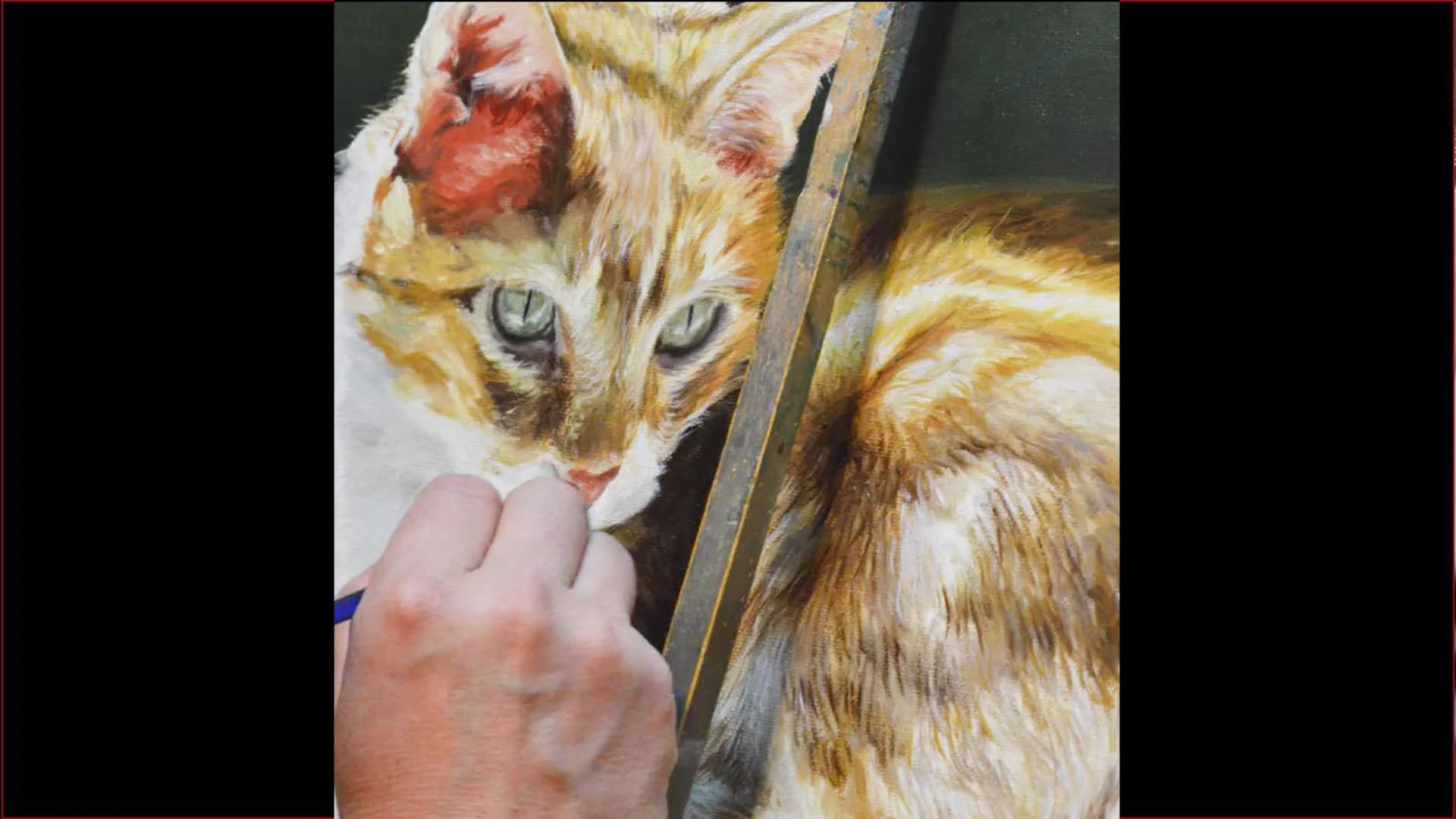 Oil painting, Cat portrait painting of "Bogey" time lapse HD