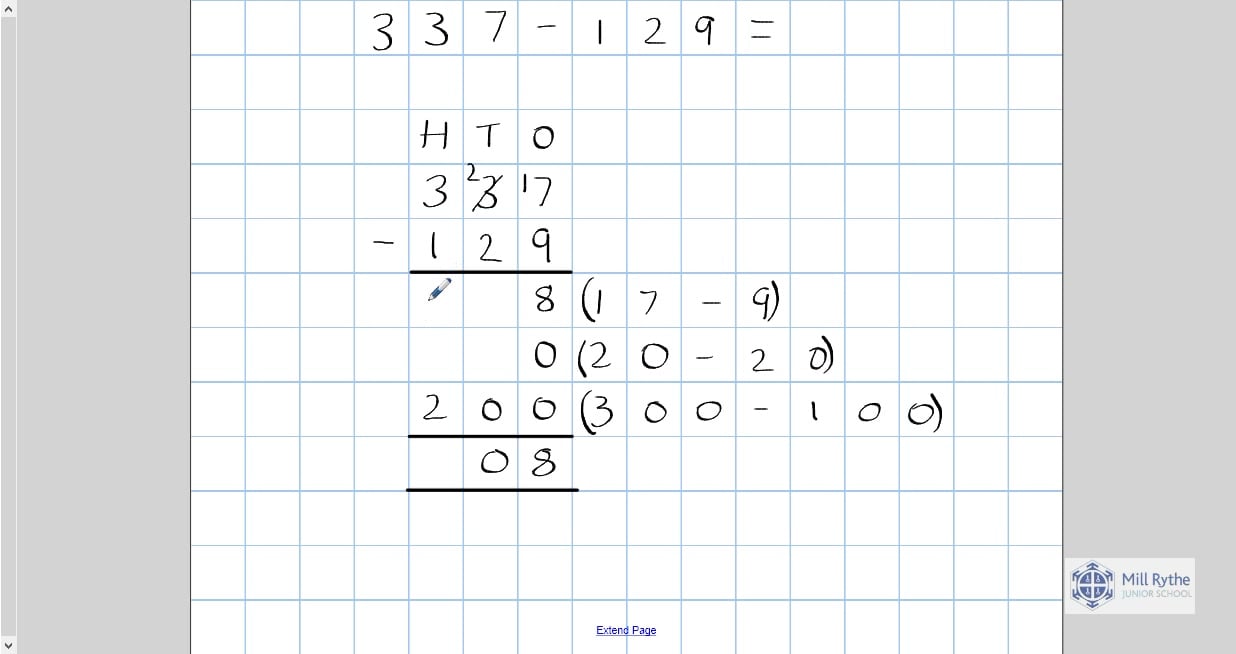 Expanded column subtraction with exchanging on Vimeo